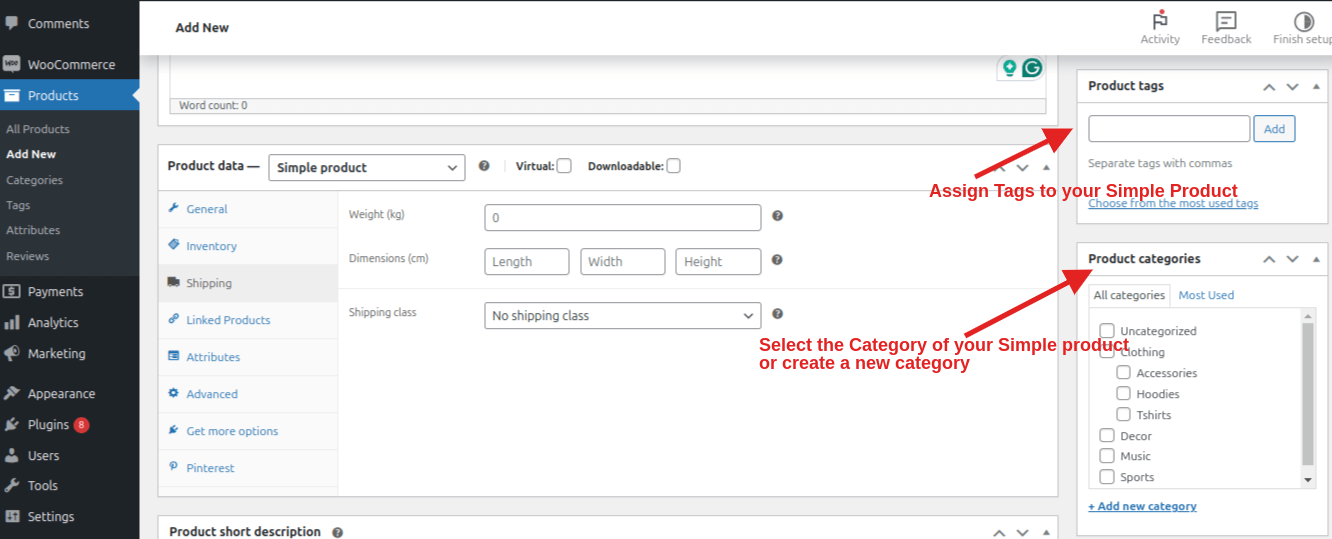 How to Create a WooCommerce Simple Product